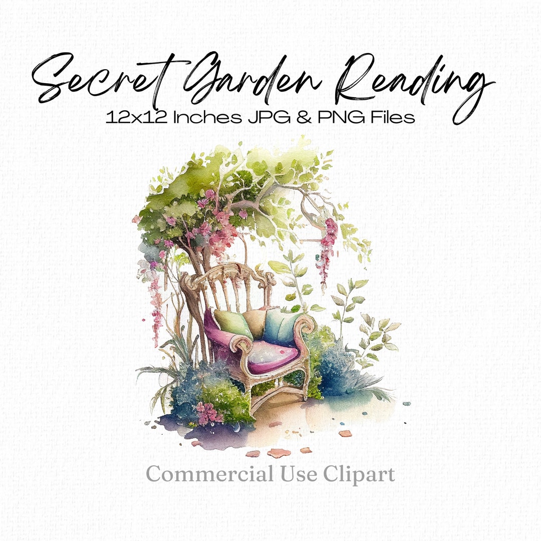 Secret Garden Clipart, Watercolour Chair, Outdoor Clipart, Relaxation ...