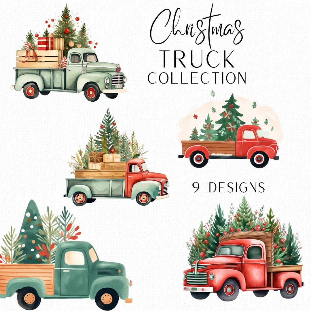 Christmas Tree Truck Clipart Bundle Christmas Truck PNG Digital ...