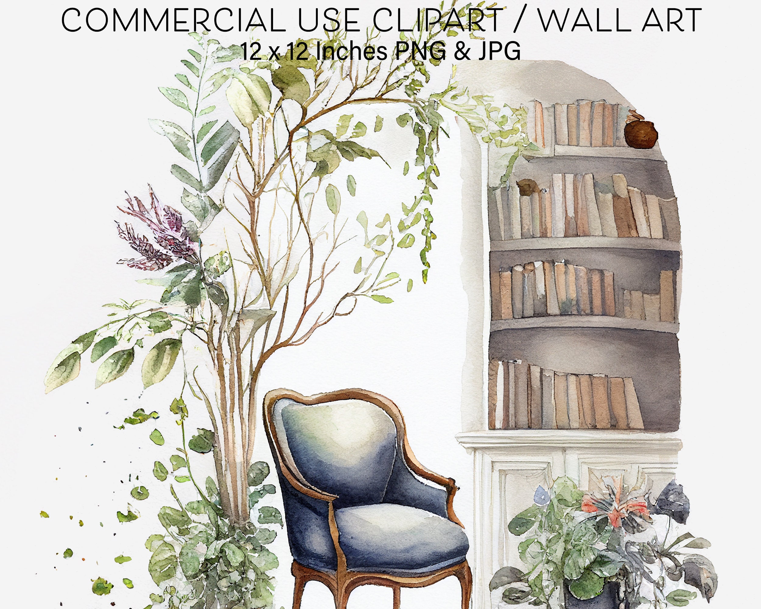 Botanical Library Clipart Secret Reading Room Library - Etsy Canada