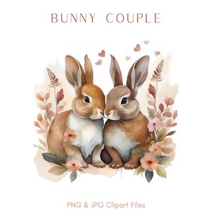 Valentine Bunny Couple PNG, Cute Rabbit Clipart, Romantic Bunnies ...