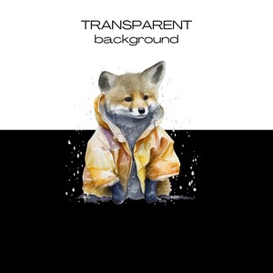Cute Fox Clipart, Foxes Wearing Raincoats, Fox Png, Watercolour Fox ...