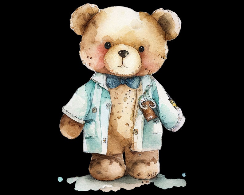 Teddy Bear Doctor Clipart Wall Art Doctors White Coat - Etsy