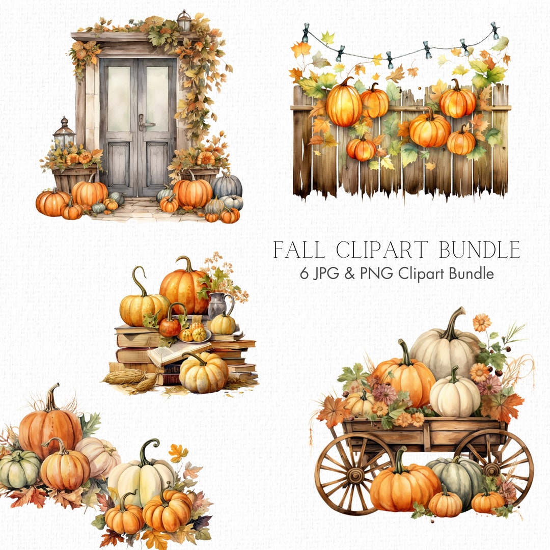 Pumpkin Clipart Bundle, Farmhouse Clipart, Autumn Decorations, Boho ...
