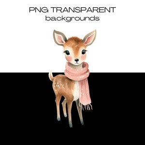Deer Wearing Scarf Clipart Bundle Winter Deer Clipart Baby Deer Clip ...