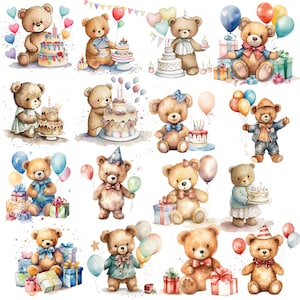 Teddy Bear Clipart Birthday Clipart Bundle Baby Shower Clipart ...