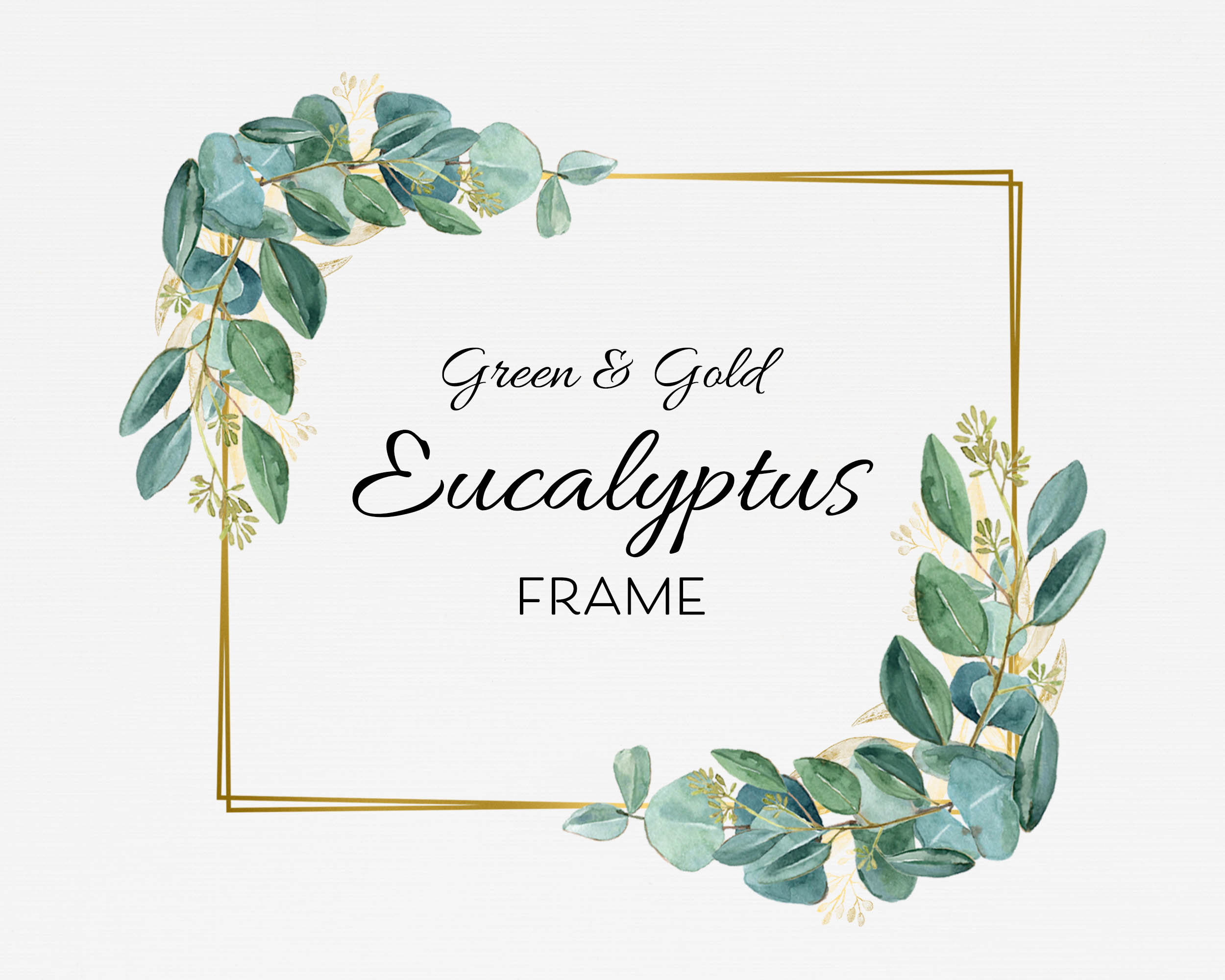 Gold Frame Eucalyptus Clipart Wreath Png Rectangle Frame - Etsy UK