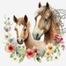 Foal and Mum Horse Watercolour Clipart, Floral Horses, Horse Lover Wall ...