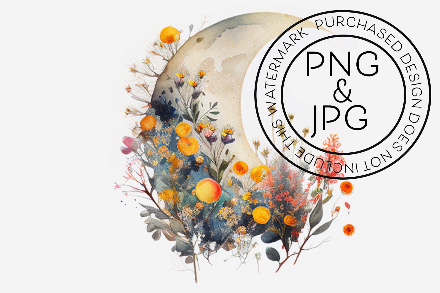 Floral Moon Clipart Bundle Moon Crest Clip Art Watercolour - Etsy UK