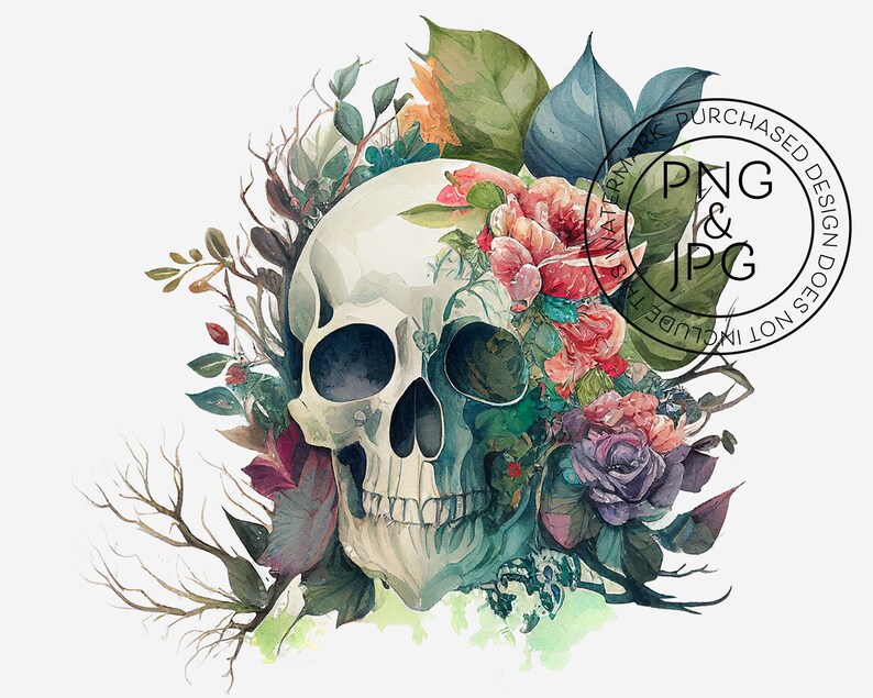 3 Floral Skull Clipart Watercolour Skulls Skulls Png Gothic - Etsy
