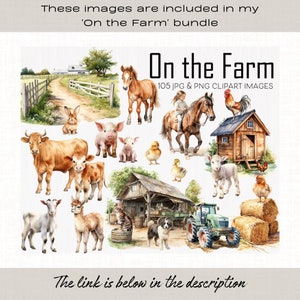 Farm Animal Clipart Bundle Watercolor Baby Animals Clip Art Set Horse ...