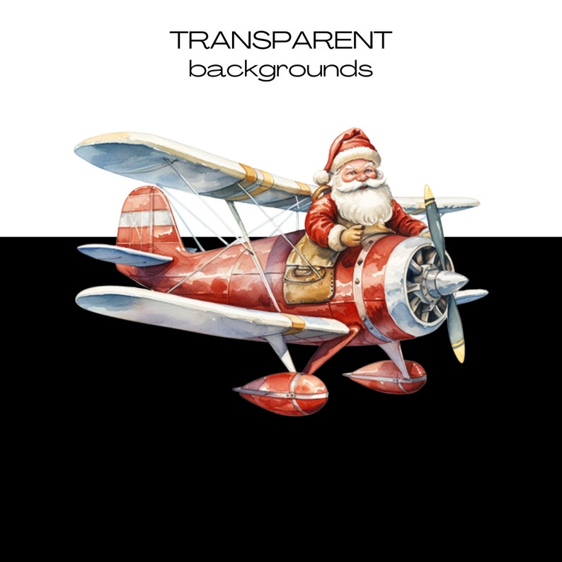 Aeroplane Santa Claus Clipart Christmas Card Clipart Flying Santa Xmas ...
