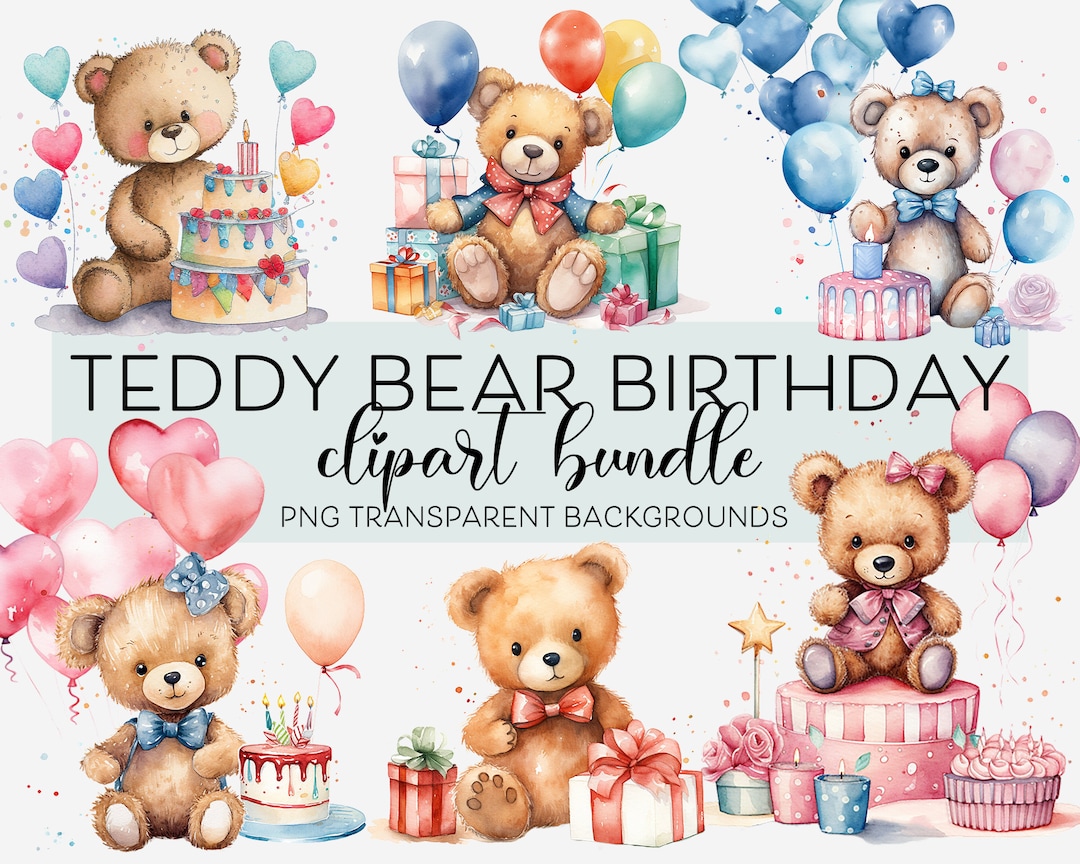 Teddy Bear Clipart Birthday Clipart Bundle Baby Shower Clipart ...
