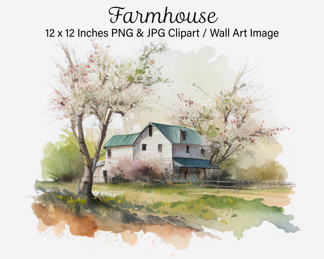 Farmhouse Clipart Country House Scenic Clipart Farm House - Etsy