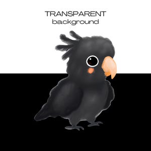 Black Cockatoo Clipart Cute Cartoon Bird Graphic Australian Bird Kawaii ...