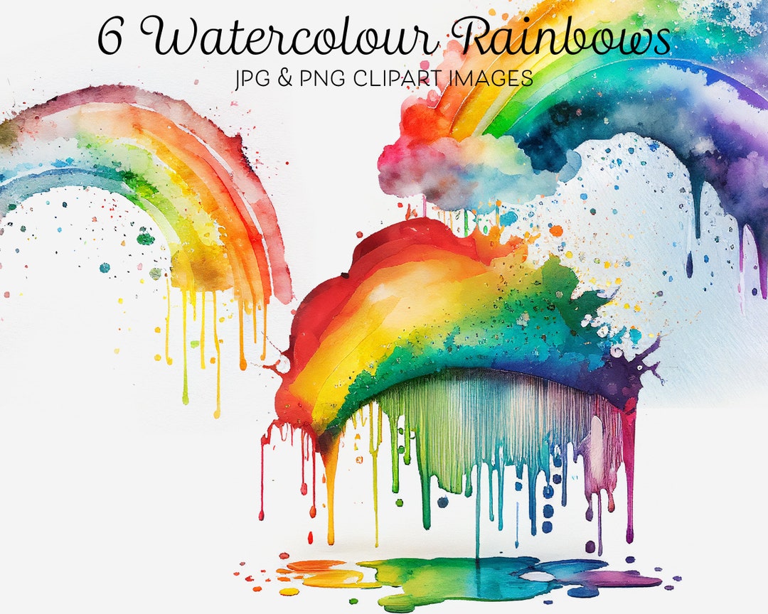 Rainbow Clipart Bundle Rainbow Png Watercolour Rainbows - Etsy