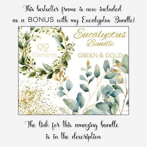 Gold Frame Eucalyptus Clipart Wreath Png Rectangle Frame Clipart ...