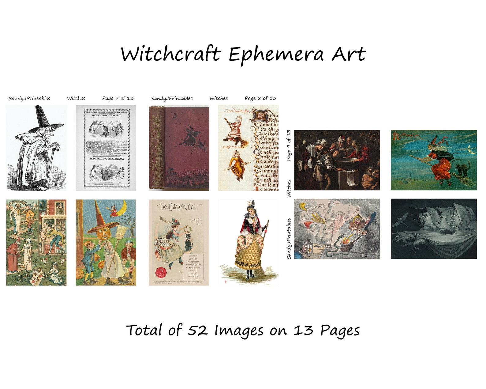 Witchcraft Printable Ephemera Art Witch Kit Ephemera Pack - Etsy