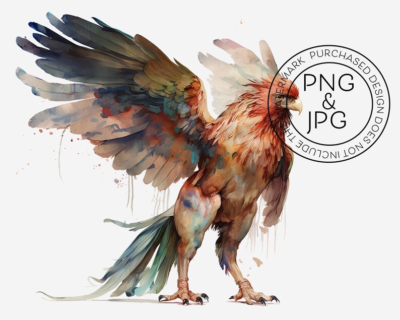 Griffin Clipart, 3 Mythical Birds, Fantasy Wall Art, Griffin Png ...