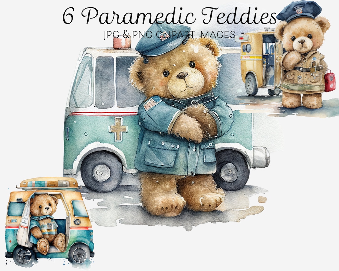 Paramedic Teddy Bear Clipart Ambulance Medical Occupation - Etsy Canada