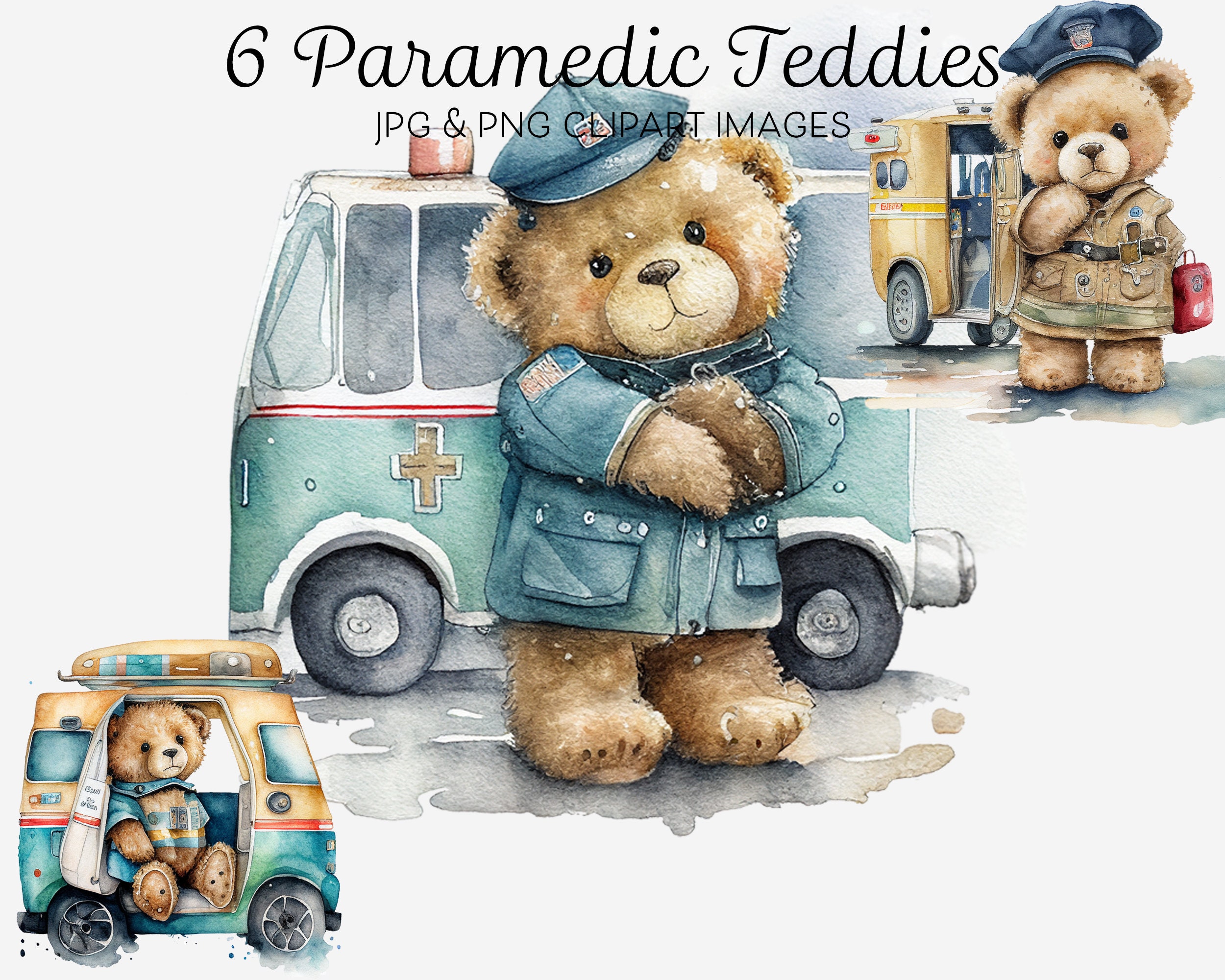 Paramedic Teddy Bear Clipart Ambulance Medical Occupation - Etsy UK