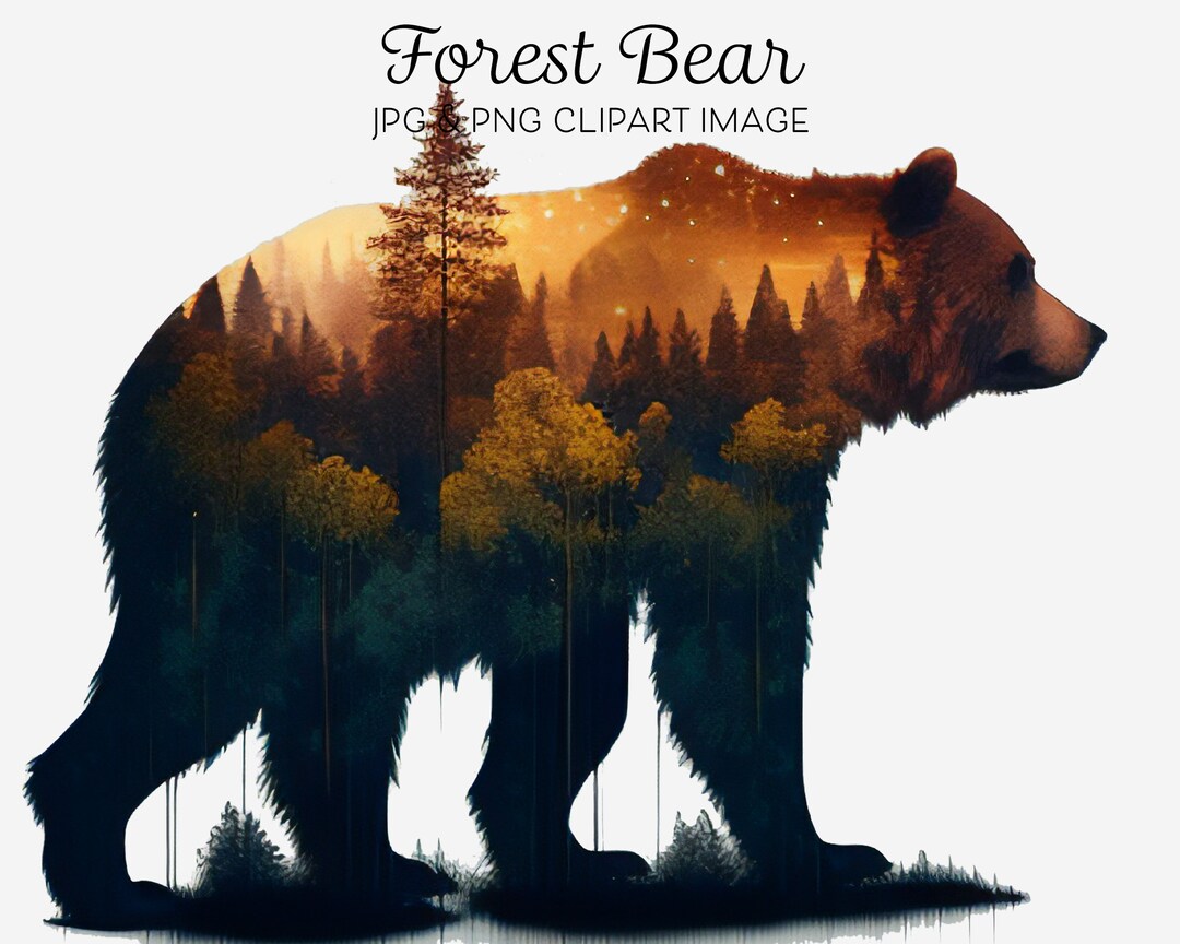 Forest Bear Clipart Bear Png Forest Animal Forest Trees - Etsy