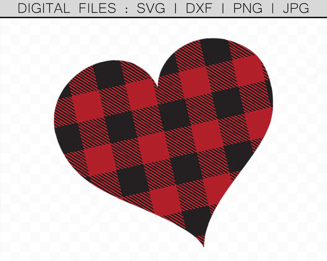 Red Buffalo Plaid Heart svg Loveheart svg Black Red Plaid | Etsy