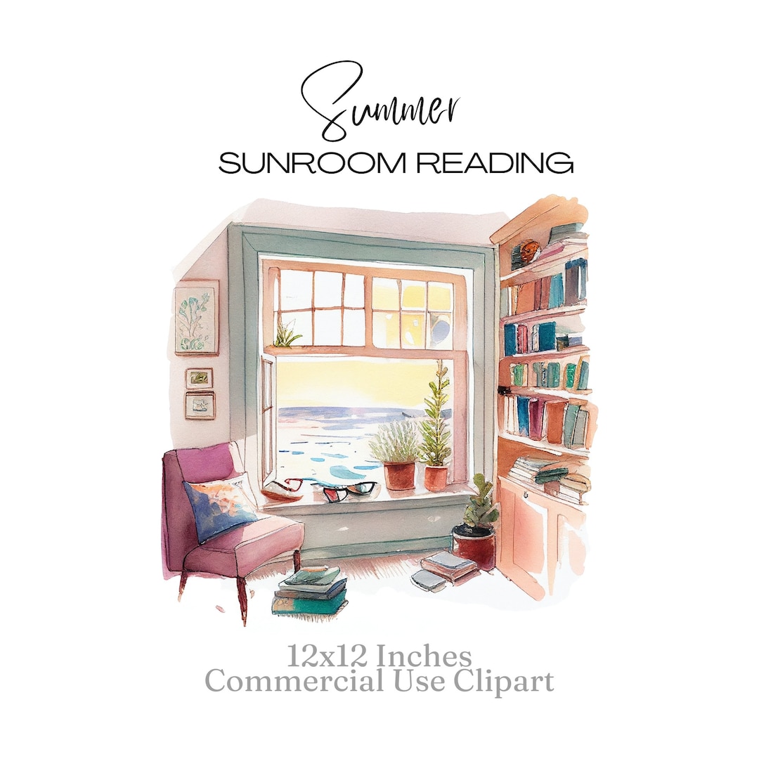 Summer Reading, Sunroom Clipart, Reading Room Decoration, Clipart for ...