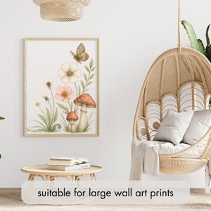 Corner Border Clipart PNG, Floral Mushroom Illustration, Cottagecore ...