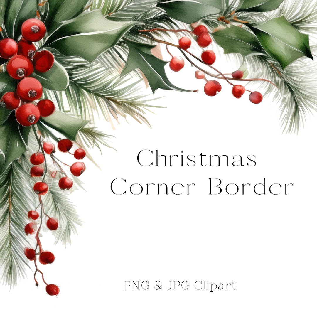 Christmas Corner Border Digital Border Print, Xmas Frame Clipart Png ...