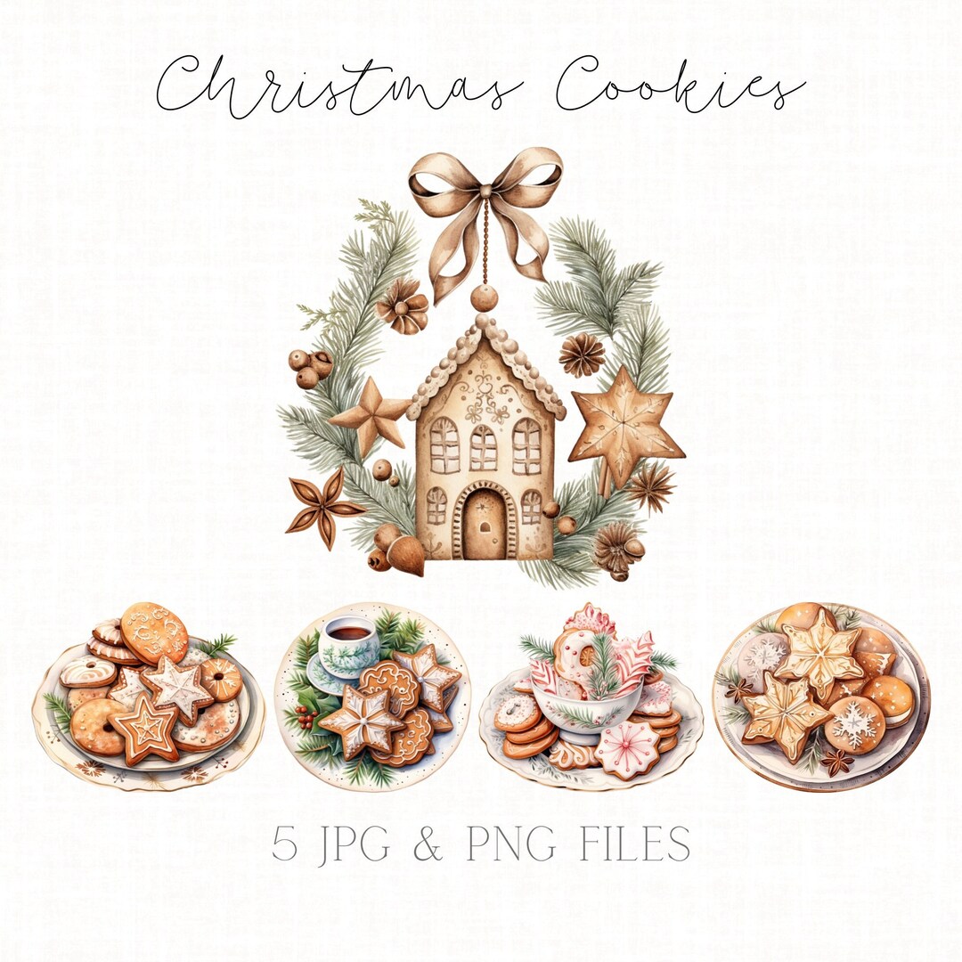 Christmas Cookies Clipart Bundle, Christmas Gingerbread House, Food ...