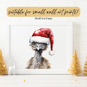 Emu Christmas Clipart, Aussie Christmas Clipart, Xmas Hats, Watercolour ...