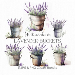 Lavender Bucket Clipart Bundle, Lavender Png, Rustic Clipart, Farmhouse ...