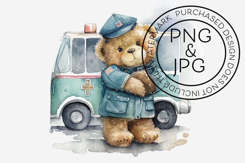 Paramedic Teddy Bear Clipart Ambulance Medical Occupation - Etsy UK