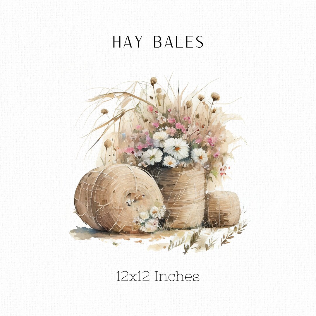 Hay Bales Clipart Image, Agriculture, Farming, Floral Country ...
