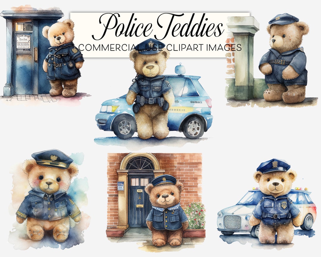 Policeman Teddy Bears Clipart Police Car Emergency Services - Etsy