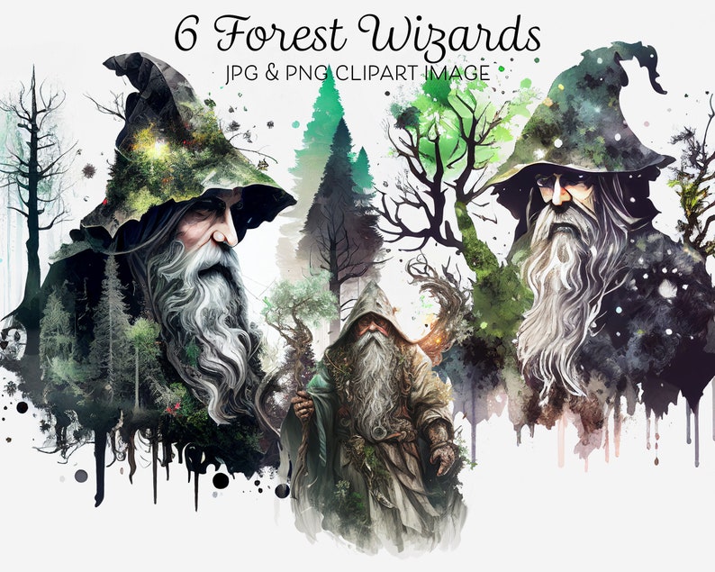 Forest Wizard Clipart Bundle Wizard Png Fantasy Art - Etsy