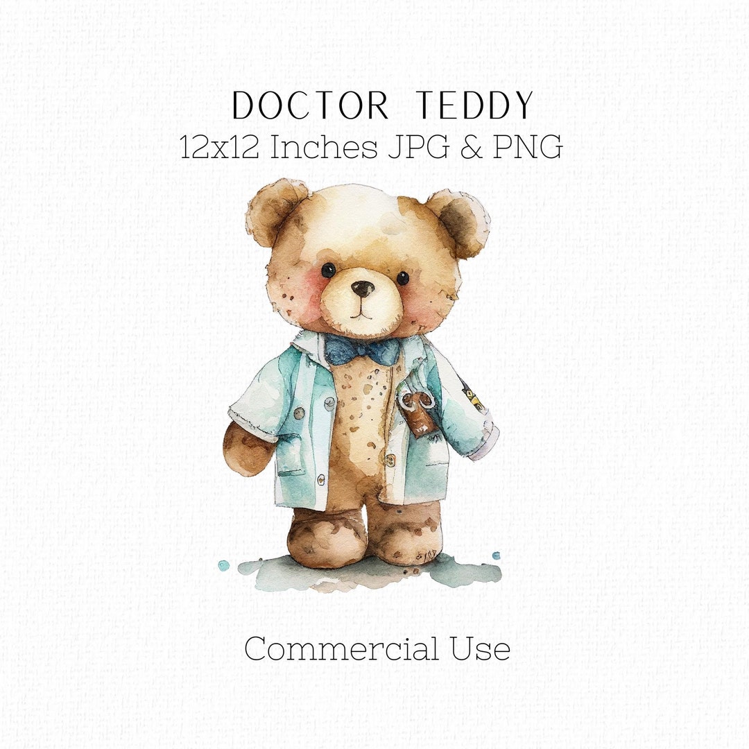 Teddy Bear Doctor Clipart, Wall Art, Doctors White Coat, Doctor Png ...
