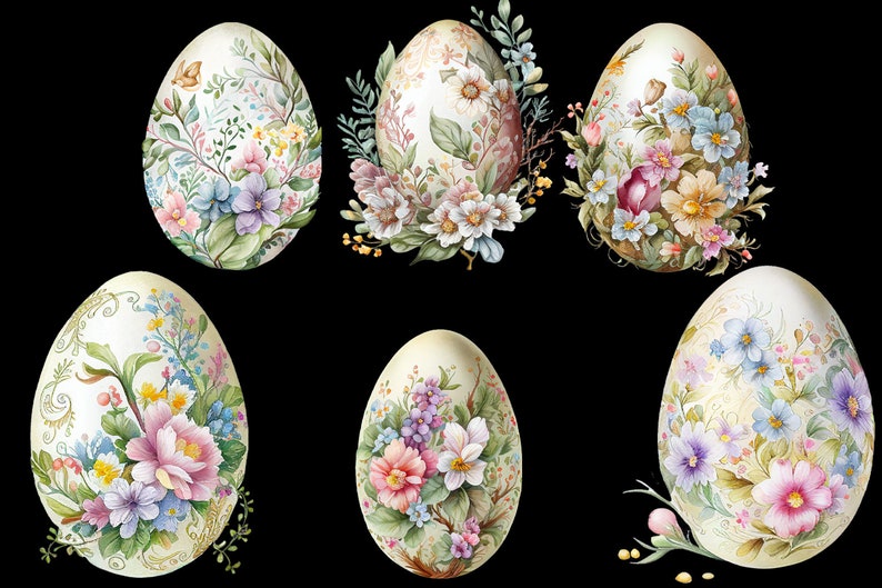 Fancy Easter Eggs Clipart Bundle Handpainted Eggs Floral - Etsy