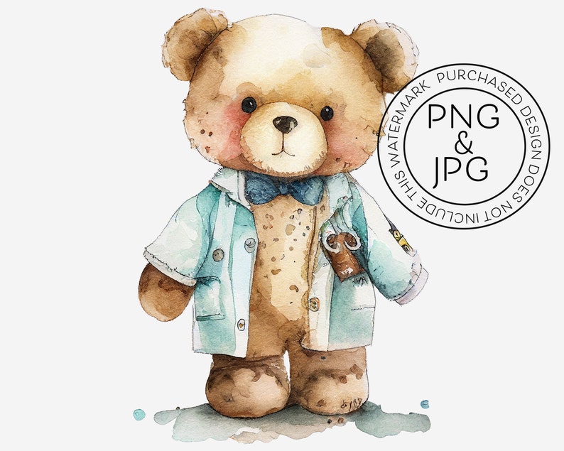 Teddy Bear Doctor Clipart Wall Art Doctors White Coat - Etsy