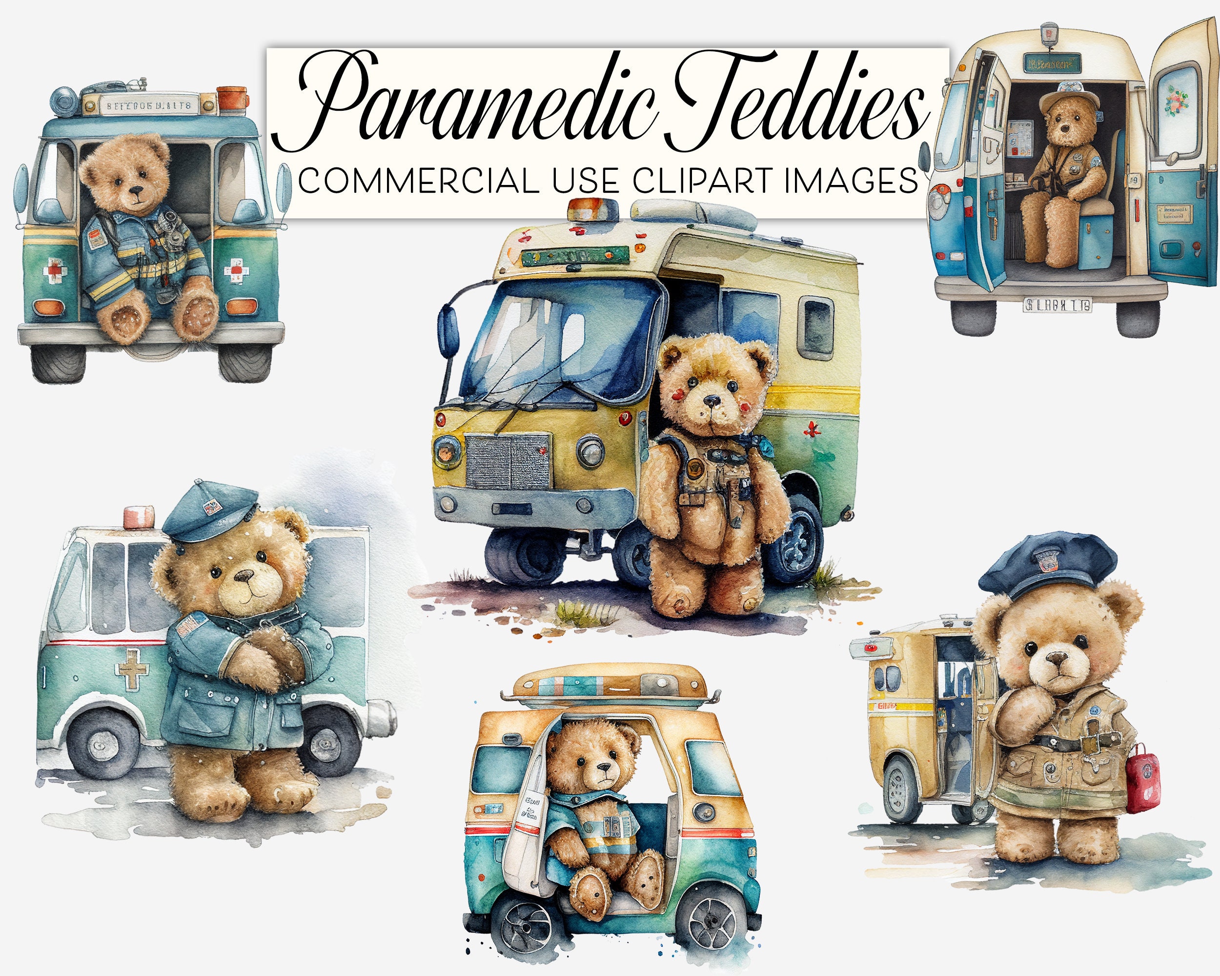 Paramedic Teddy Bear Clipart Ambulance Medical Occupation - Etsy