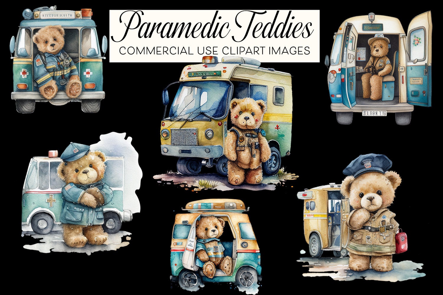 Paramedic Teddy Bear Clipart Ambulance Medical Occupation - Etsy