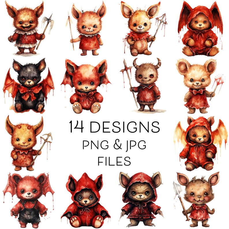 Devil Clipart Halloween Clipart Bundle, Sublimation Halloween Devils ...