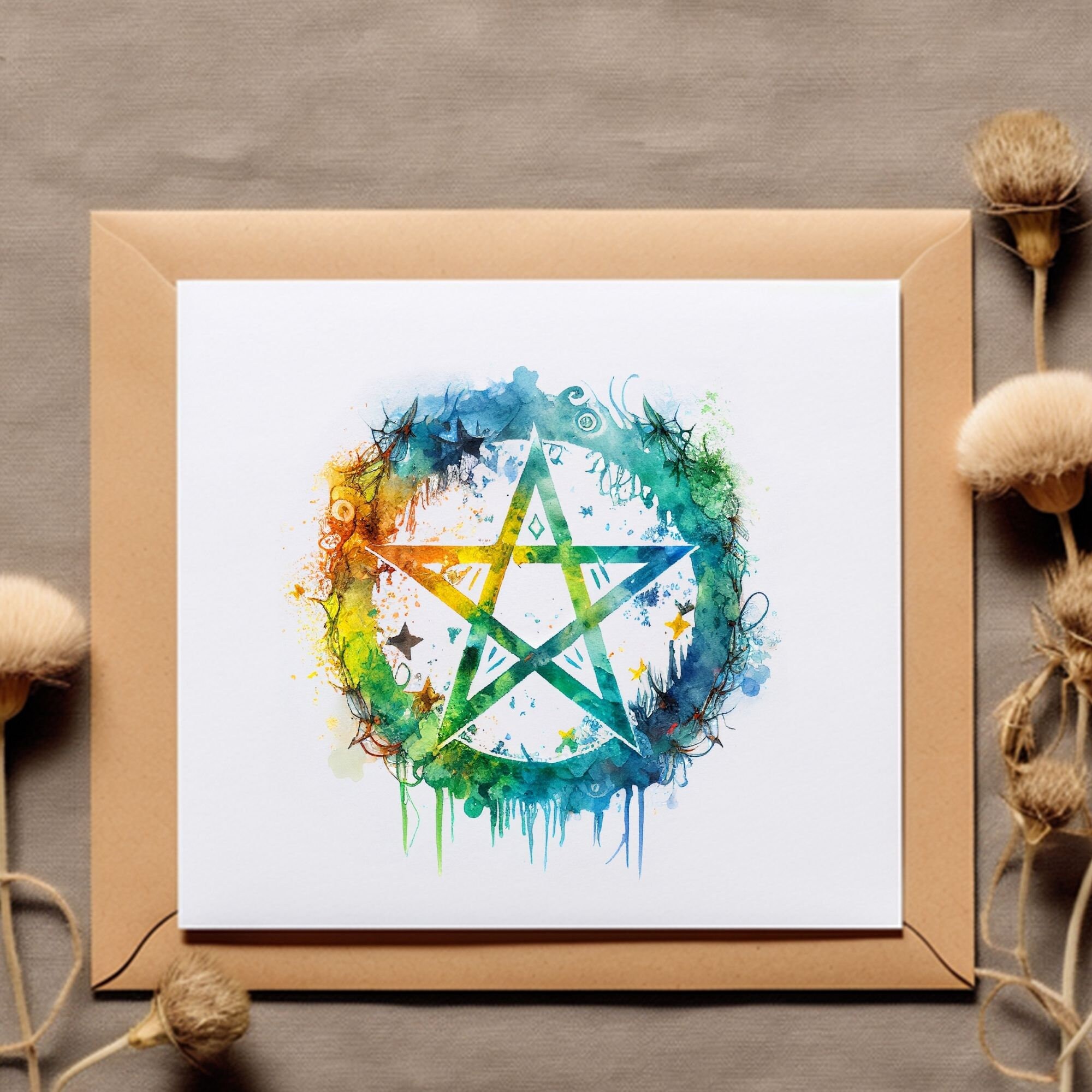 Pentagram Clipart Bundle Watercolour Clip Art Pentalpha Pentangle Star ...