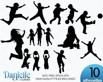 SALE Kids Playing Silhouettes Png Jpg Svg Eps Files High Resolution BV ...