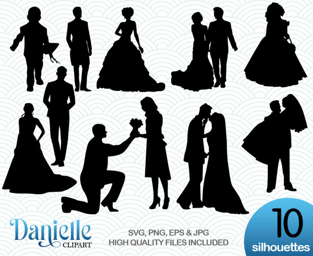 Wedding Silhouettes, SVG, Png, Eps, Jpg, Cricut, Silhouette, Cameo ...