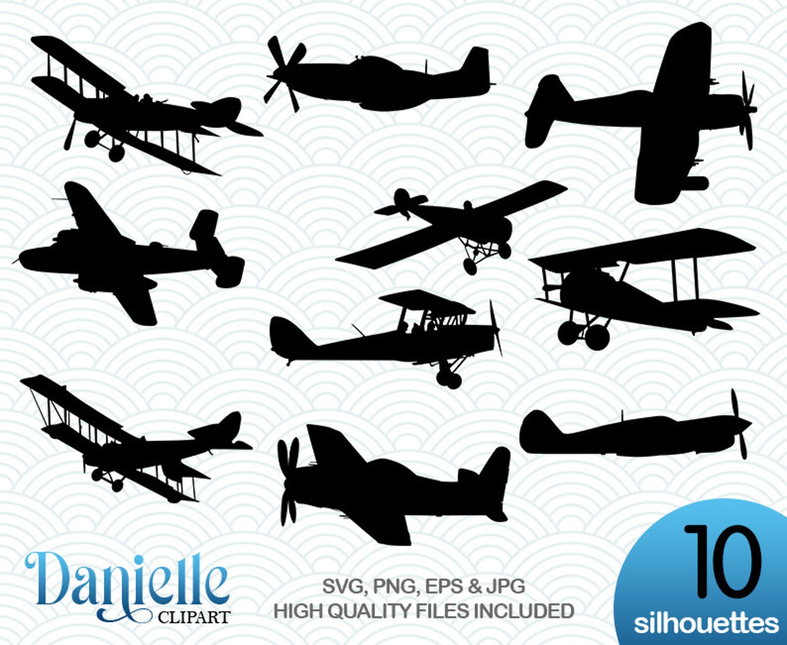 Old Planes Silhouettes, SVG, Png, Eps, Jpg, Cricut, Silhouette, Cameo ...