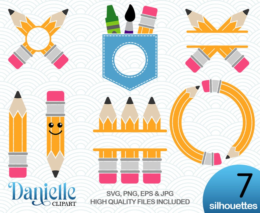 Pencil Monograms, SVG, Png, Eps, Jpg, Cricut, Silhouette, Cameo Files ...