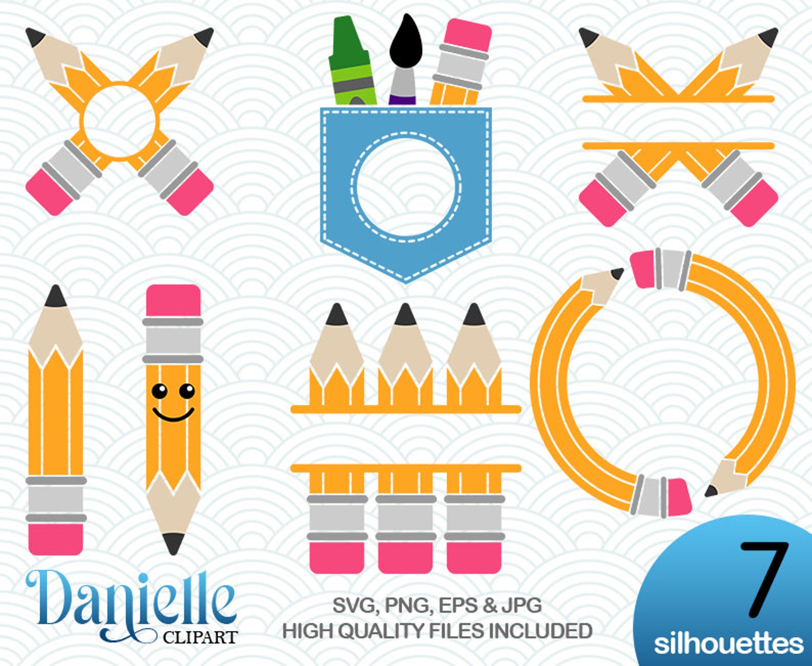 Pencil Monograms, SVG, Png, Eps, Jpg, Cricut, Silhouette, Cameo Files ...