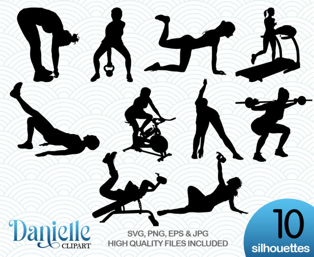 Women Exercising Silhouettes, SVG, Png, Eps, Jpg, Cricut, Silhouette ...