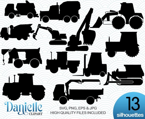 Construction Machinery Silhouettes SVG Png Eps Jpg - Etsy